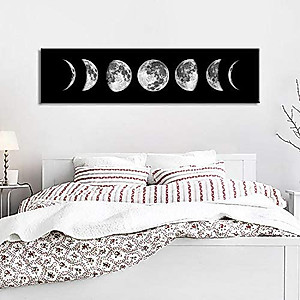 OCIOLI Moon Phase Wall Art Painting, Black and White Moon Canvas Print Poster Wall Art Decoration for Bedroom Living room Office Decoration(UNFRAMED,Black)