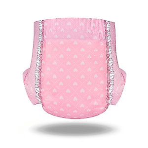 Littleforbig Printed Adult Brief Diapers 10 Pieces - Blushing Baby Pink(L)