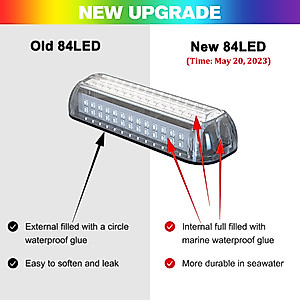 HUSUKU SOOP3 Plus (2.0) 84LED 180° Marine Led Lights Underwater Boat Light Upgraded Waterproof Stainless Steel High Luminance Unique Design (White) 1 PCS