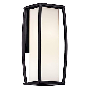 Kichler Bowen 18" 2 Light Outdoor Wall Light with Satin Etched Cased Opal Glass in Architectural Bronze