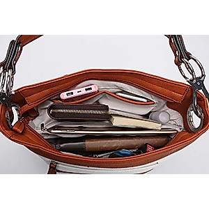 MKF Hobo Bag for Women - PU Leather Handbag - Womens Shoulder Bag Top Handle Fashion Pocketbook Purse Mustard