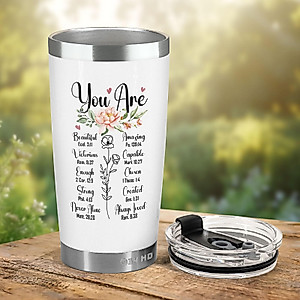 34HD Inspirational Religious Gifts for Women, Christian Tumbler with Lid 20 oz Stainless Steel, God Say You Are Cup, Birthday Mothers Day Gifts for Mom Grandma Sister Aunt Friend