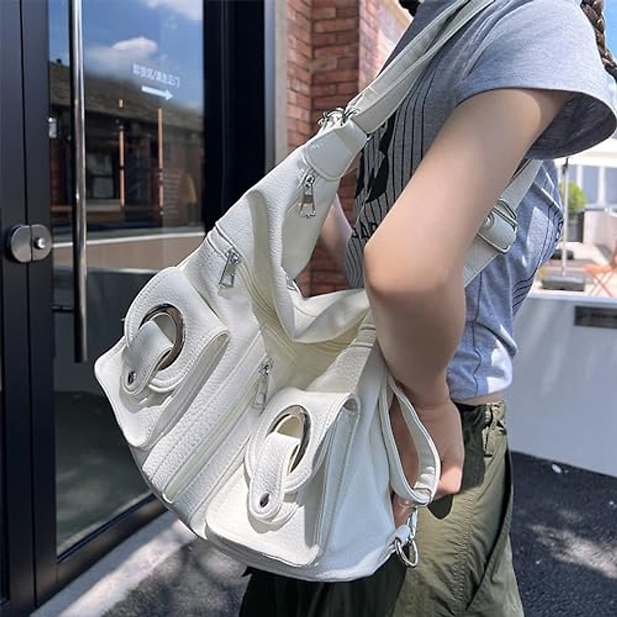 Faux Leather Tote Bag for Women - Large Capacity Shoulder Hobo Handbag Work Purse