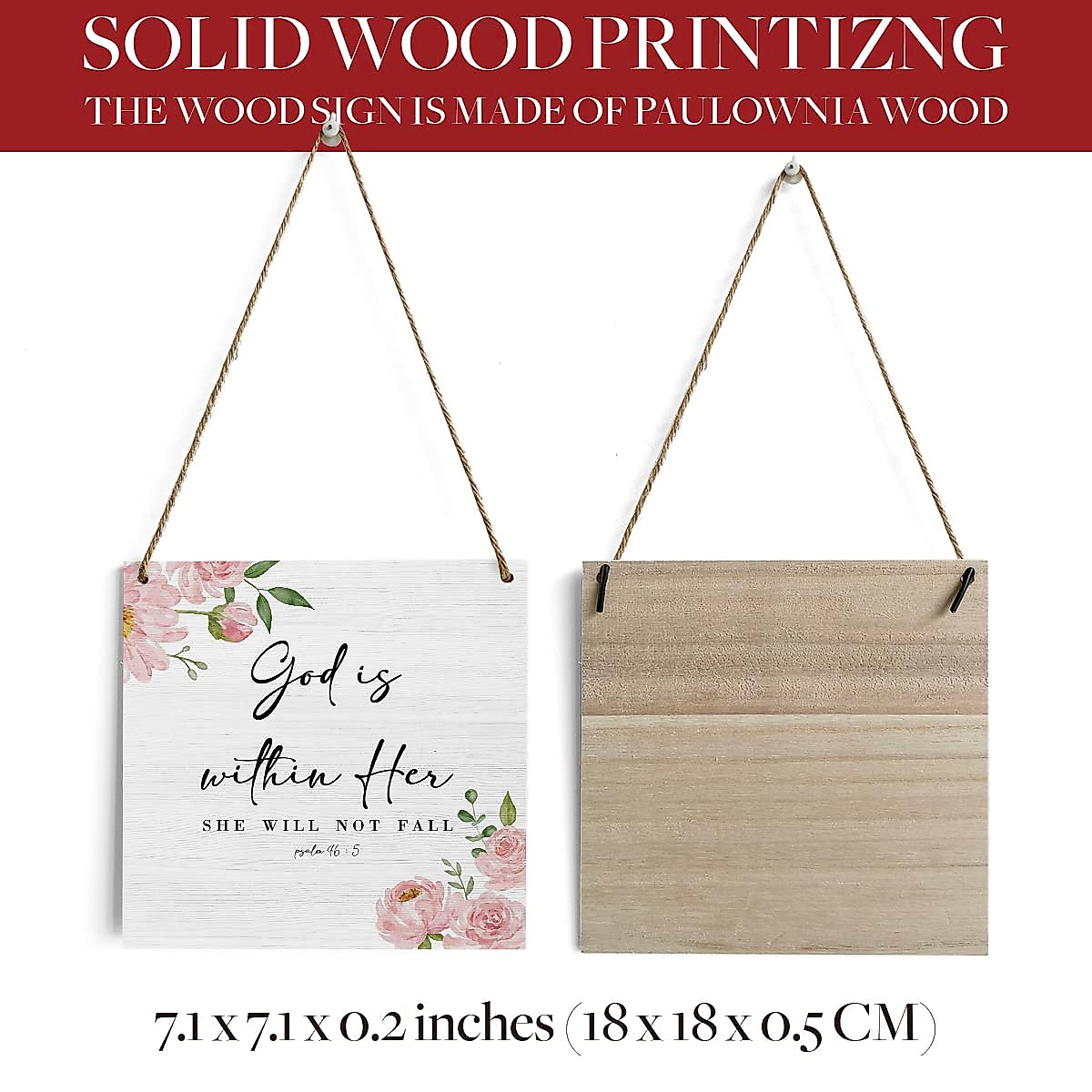 Inspirational Rustic Christian wall decor Gifts, pink room Women Religious Wood Sign Home Farmhouse Wall Hanging Decor Pink Flower Wooden Wall Art Decor Plaque for Bedroom Psalm 46:5