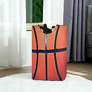 Laundry Hamper Sport Ball Basketball Lace Collapsible Laundry Basket Large Storage Bag, Foldable Organizer Clothes Bag with Handle for Home, Dorm, Room