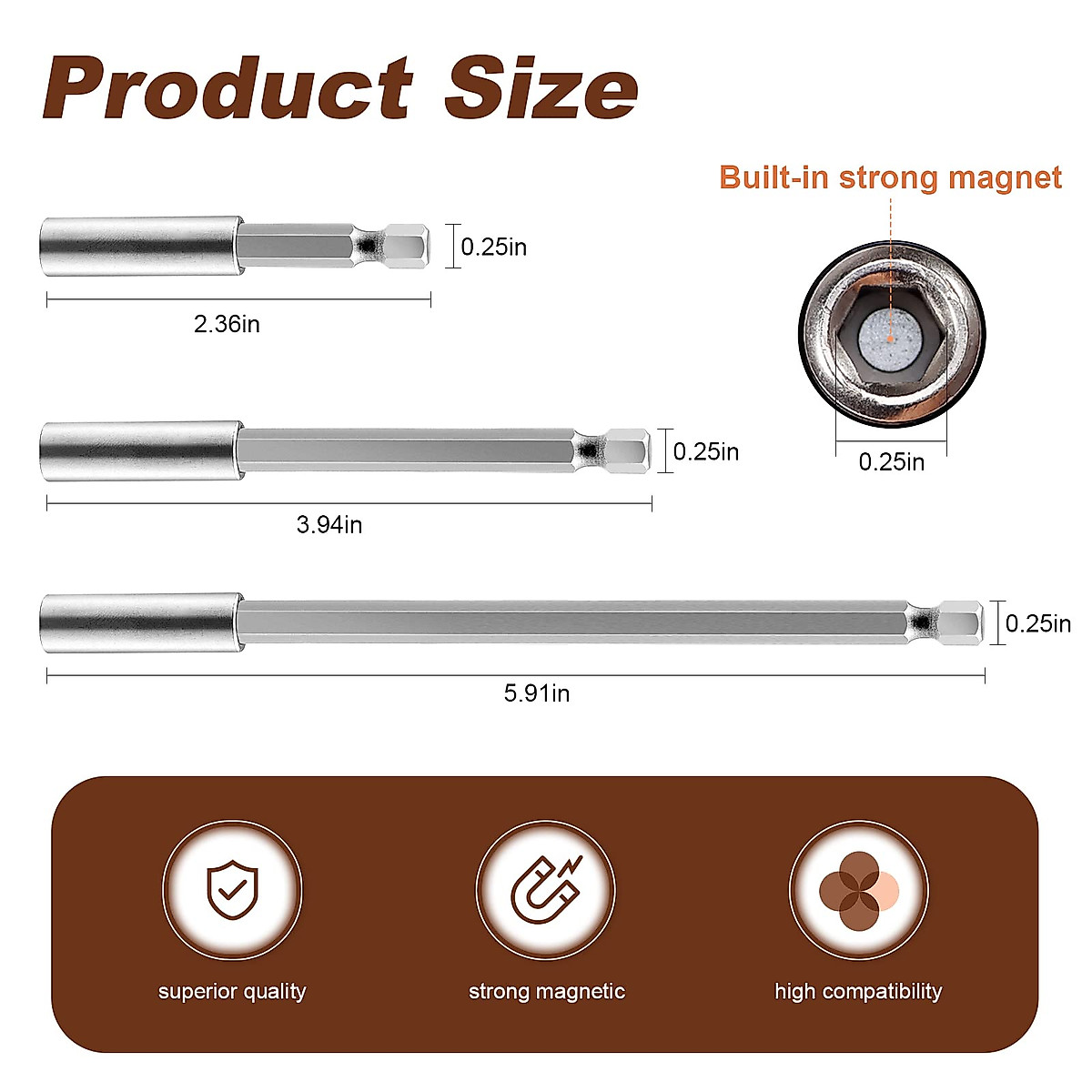 Drill Bit Holder Extension 6Pc Flexible Magnetic Swiveling Bit Tip Holder Bar Set Chuck Adapter Extender Pivot Impact Driver Screw Pivoting Screwdriver Release Rotary Extender for Tight Space Corner