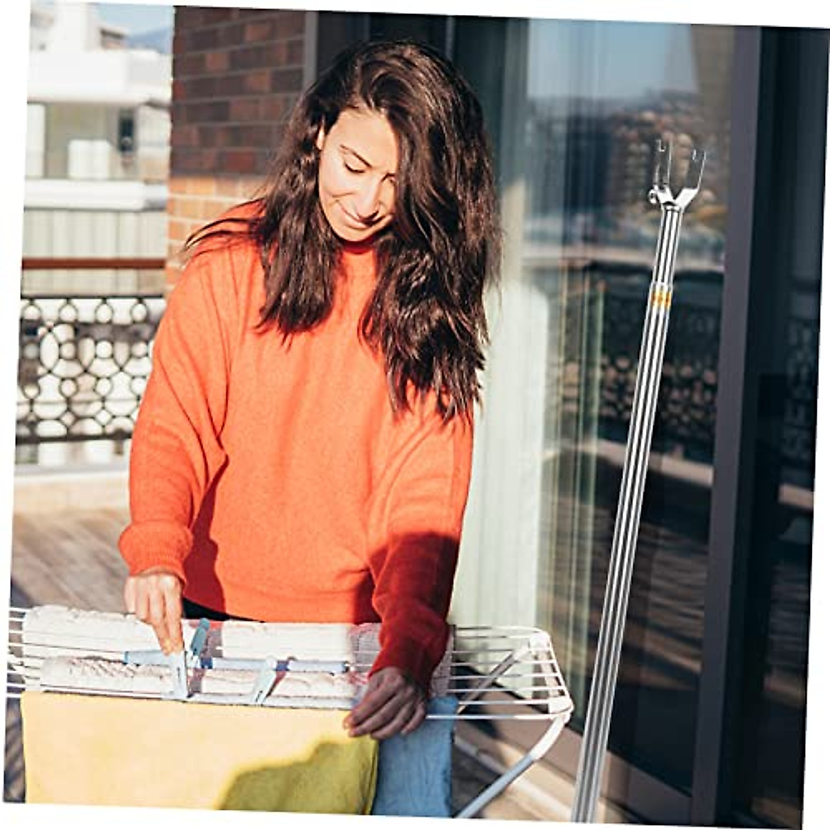 Angoily Clothes Rail Drying Rack Clothes Retractil De Tension Curtain Rod Boot Stand Outdoor Closet Stick for Hanging Clothes Retractable Clothesline Prop Poles Clothes Fork