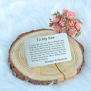 JAmuruwt Gifts for Son Metal Wallet Insert Card to My Son Gifts from Mom and Dad Birthday Christmas Graduation Wedding Deployment Gifts for Son