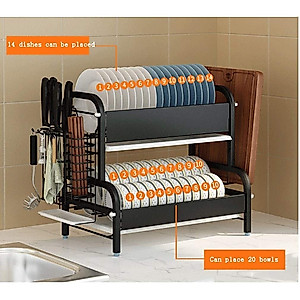 Plate Rack Draining Dish Rack 2-layer Stainless Steel With Drain Plate Dish Rack Drain Rack Tableware Drying for Kitchen Countertop Pan Plate Holder