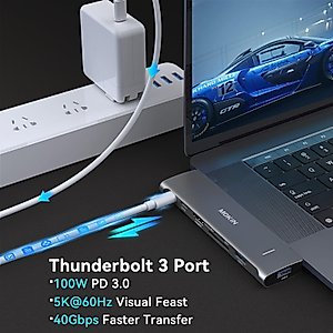 USB C Adapter for MacBook Pro 2022 2021 2020, MacBook Pro USB Adapter, 7 in 2 MacBook Pro Accessories for MacBook Pro/Air M1M2, Mac Dongle with 4K HDMI, 2 USB 3.0, TF/SD, USB-C 100W and Thunderbolt 3