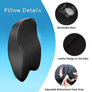 VISTABLUE Car Headrest Pillow, Car Neck Pillow for Car 100% Pure Memory Foam Neck Pillow with Breathable Removable Cover, Travel Car Neck Support Pillow for Neck Pain Relief