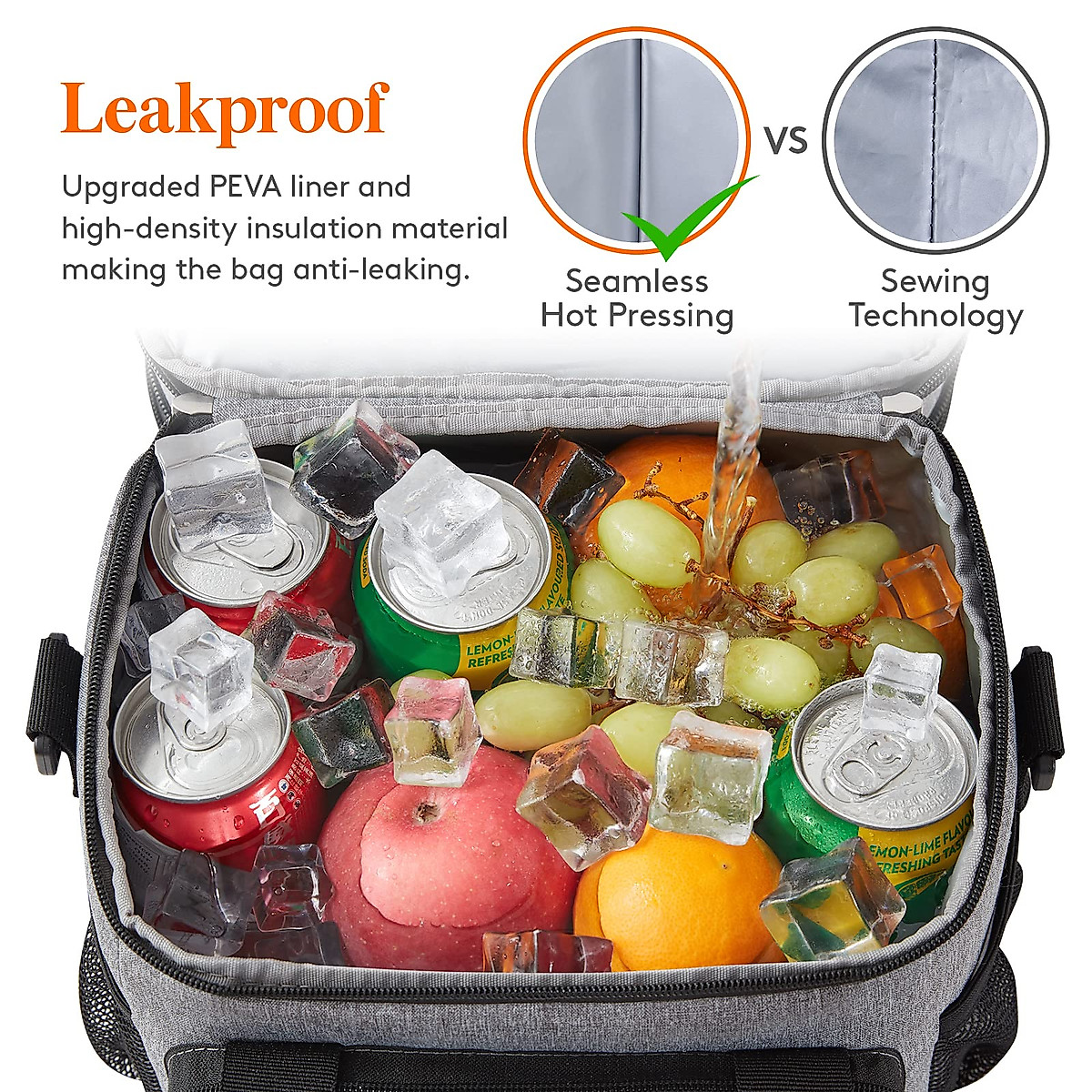 Lifewit Lunch Box for Men Women Double Deck Lunch Bag, Large Insulated Soft Cooler Bag, Leakproof Soft Meal Prep Lunch Tote with Shoulder Strap for Adults for Work/Flight/Travel, 12L/16Can, Grey