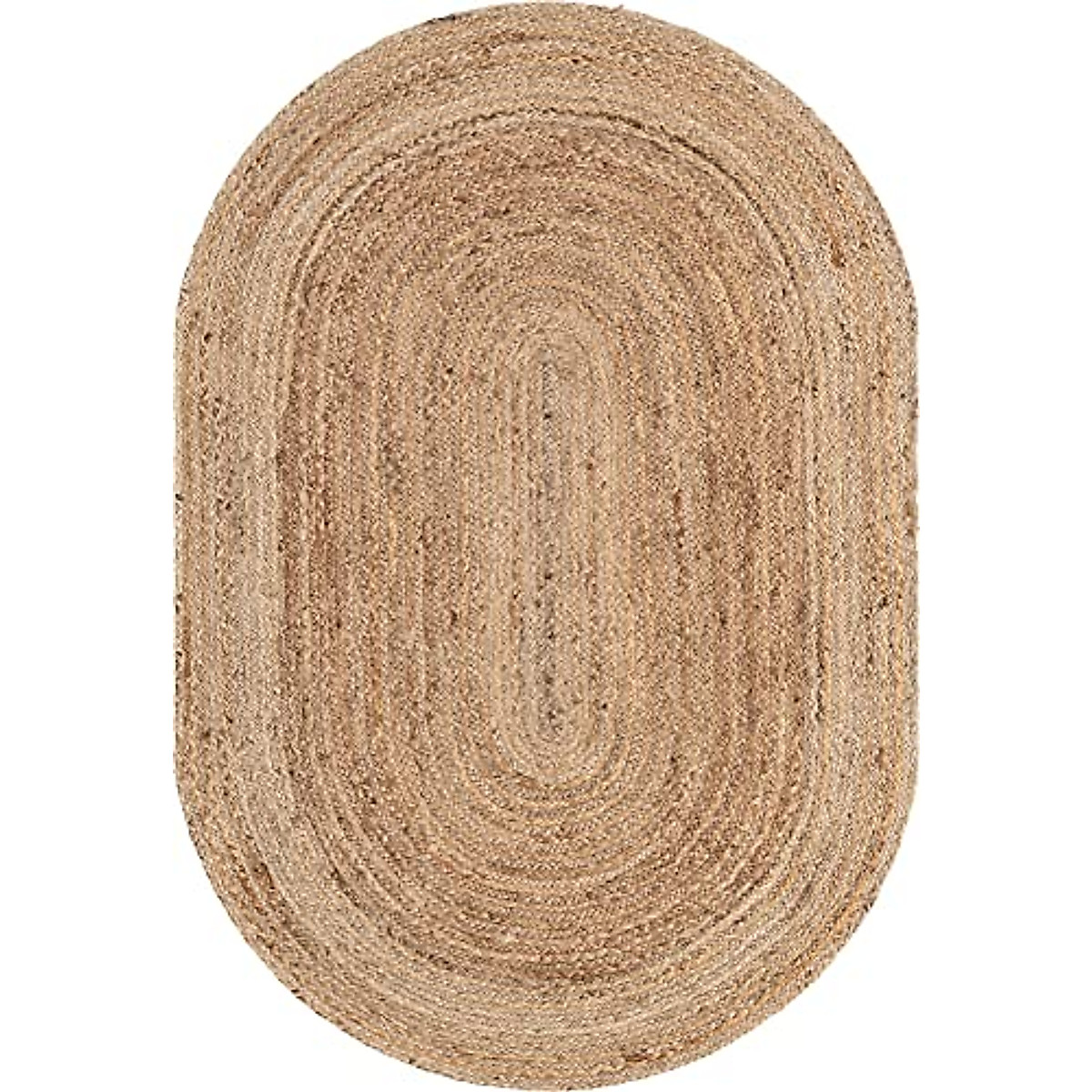 Unique Loom Braided Jute Collection Area Rug - Dhaka (4' 1" x 6' 1" Oval, Natural)