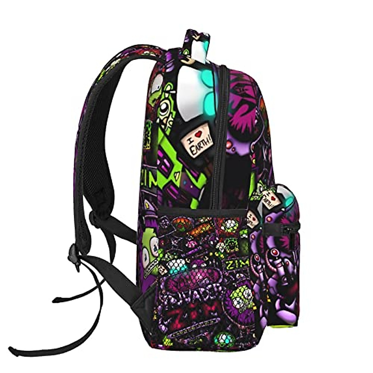 CONPELSON Backpacks Invader Anime Zim Adjustable Laptop Backpack Double Shoulder Bag for Women Men Climbing Shopping Work