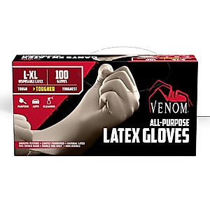 Medline Venom Powdered Latex Multi-Purpose Disposable Gloves, One-Size, 100 Count