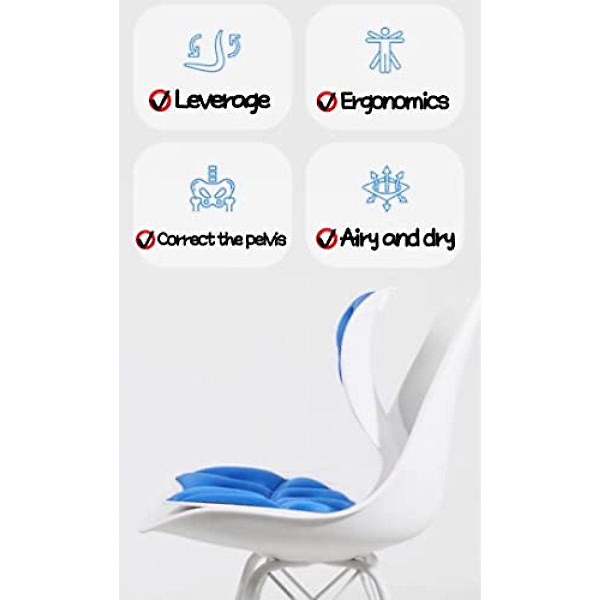 Taiwan Hip Comfortable Lumbar Back Support. Perfect for Home, Office, Desk Chair. Technology for Pelvic Correction. Low Back (Grey) Pain Relief