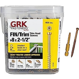 GRK 772691167309 8 x 2-1/2" Fasteners 16730 FIN/Trim Screws 605CT, Gold, 605 Count