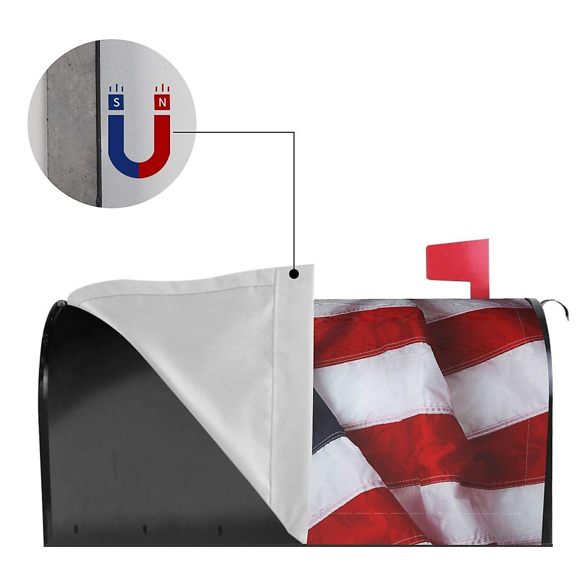 Ouqiuwa American Flag Welcome Magnetic Mailbox Cover, Mailbox Wrap Decorative for Garden Yard Home 21" Lx 18" W