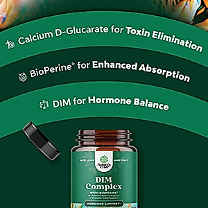 Extra Strength Diindolylmethane DIM Supplement - 300mg DIM Complex Men and Womens Hormone Balance Supplement with DIM SGS and Calcium D-Glucarate - Herbal DIM Supplement for Men and Women 30 Servings