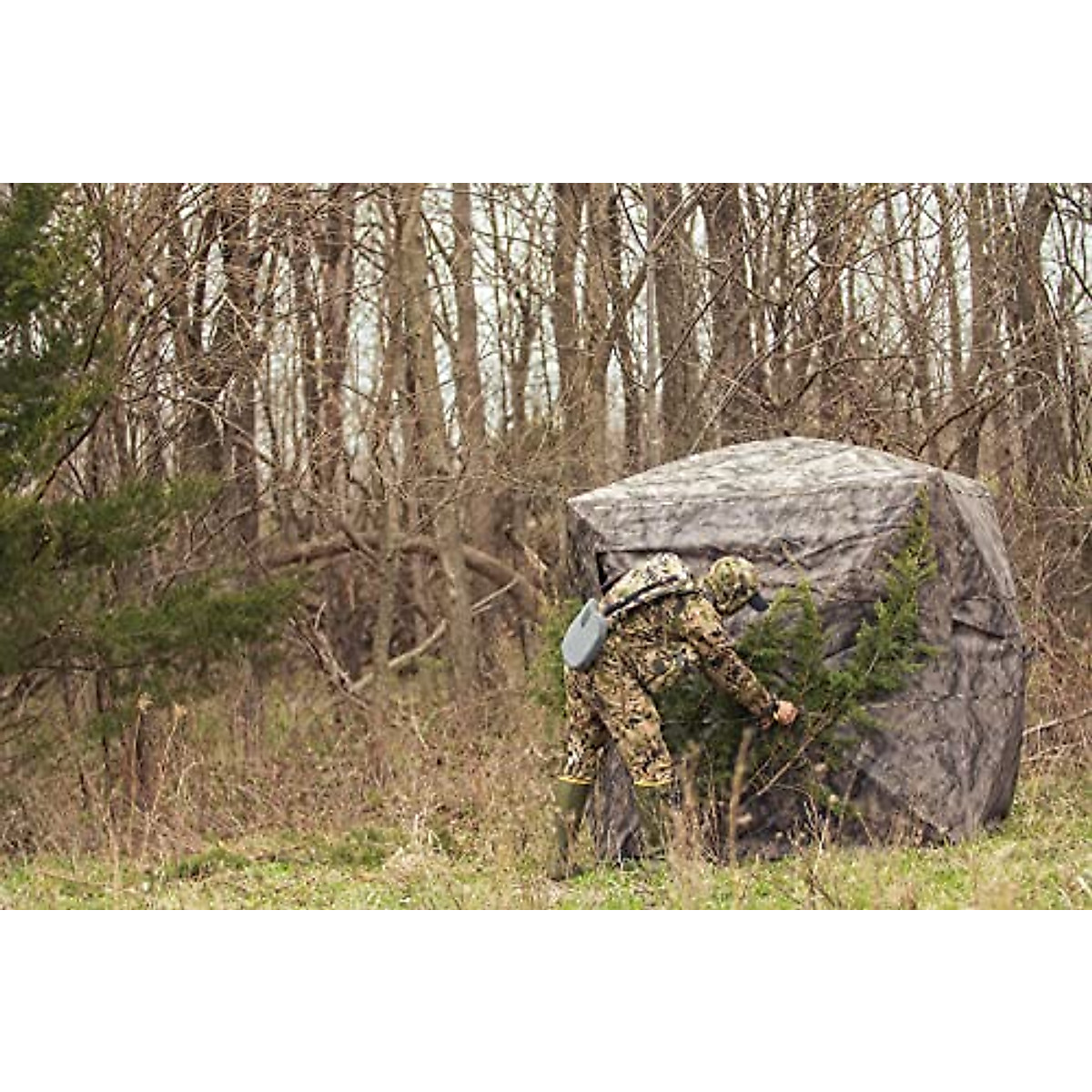 Muddy Outdoors Prevue 4-Person Heavy-Duty Camo Hunting Ground Blind, Mossy Oak Elements Terra (PVB4)