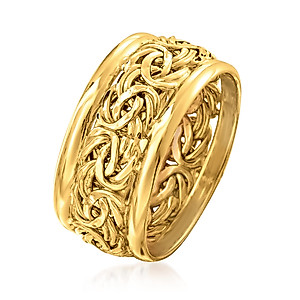 Ross-Simons 14kt Yellow Gold Bordered Byzantine Ring. Size 6