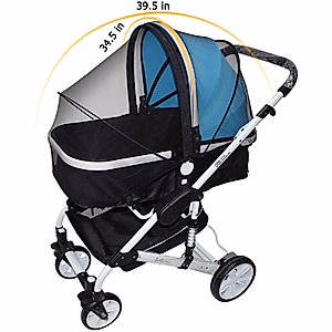 Baby Stroller Mosquito nets, Universal Lock-Type Baby Stroller Mosquito nets, Stretch nets, Breathable and Folding Dual-use Zipper nets, Baby car seat Covers, Cradles (Blue)