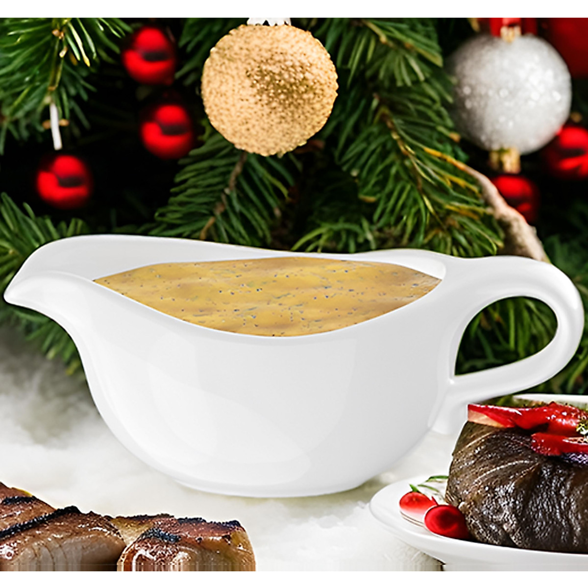 RONDURE Large White Gravy Boat - 19 oz Capacity, Microwave and Dishwasher Compatible