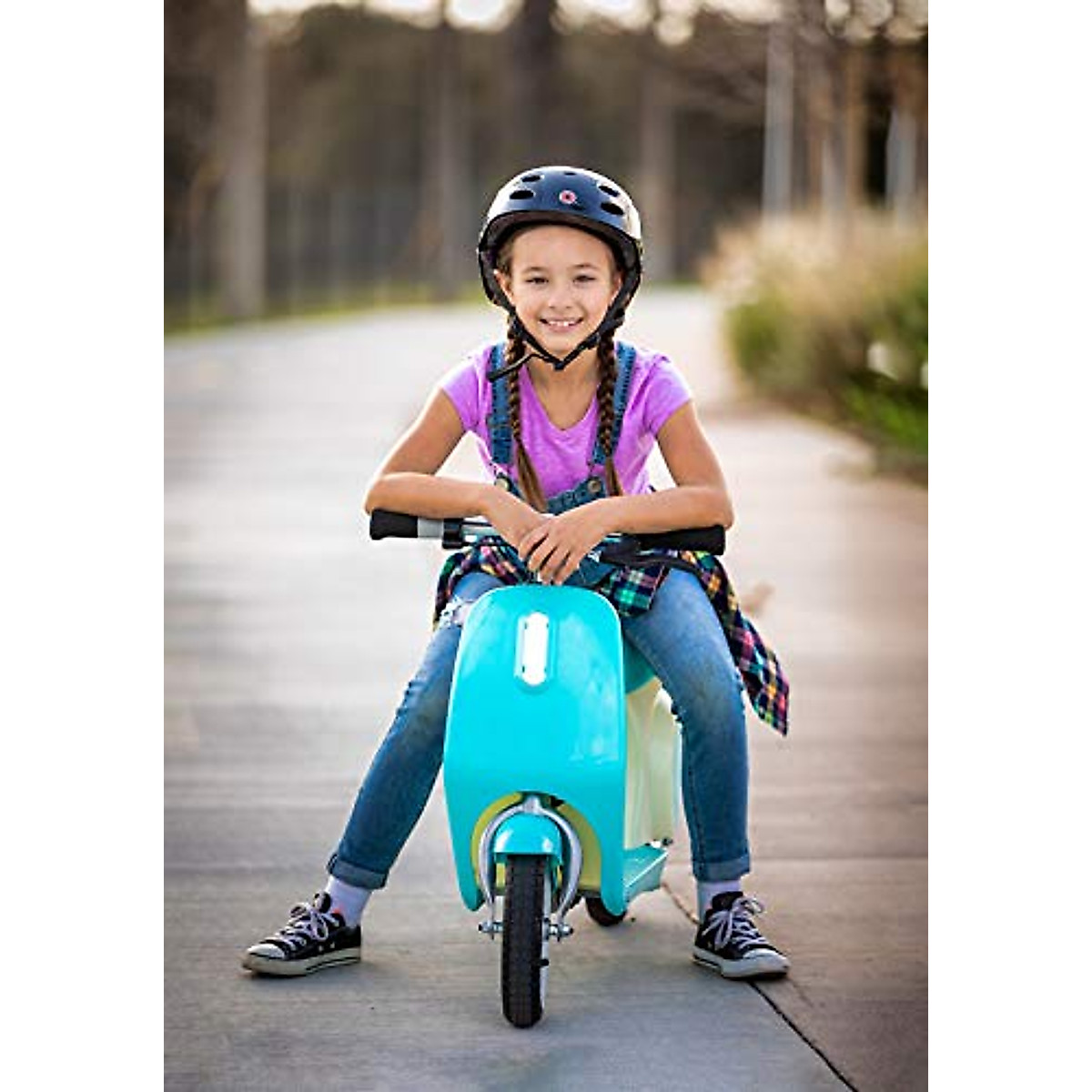 Razor Pocket Mod Petite - 12V Miniature Euro-Style Electric Scooter for Ages 7+, 100-watt Motor, Up to 40 min Ride Time, For Riders up to 110 lbs, Blue