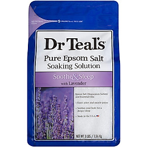 Dr Teal's Epsom Salt Bath Soaking Solution Gift Set (Eucalyptus and Lavender 2 Pack, 3lb Each) - Soothe and Sleep & Relax and Relief - Soothe Achy Muscles at Home - Pure Epsom Salts & Essential Oils