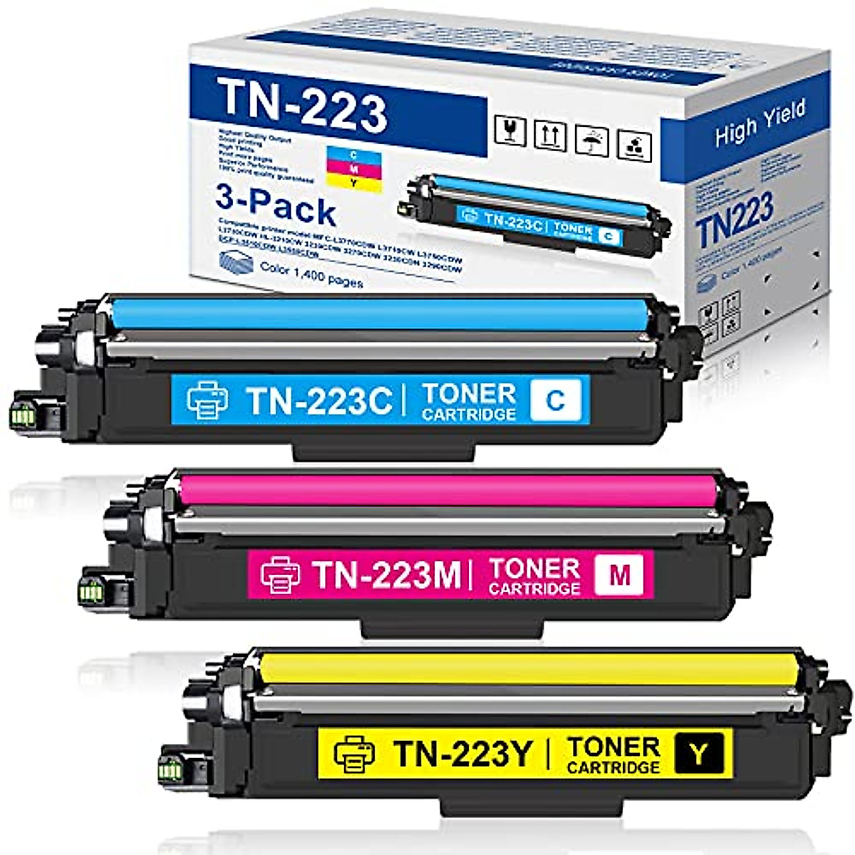 3-Pack(1C+1M+1Y) Compatible TN-223 Toner Cartridge Replacement for Brother TN-223 TN223 MFC-L3750CDW HL-L3290CDW HL-L3210CW MFC-L3710CW HL-L3230CDW Printer,Sold by MitoColor