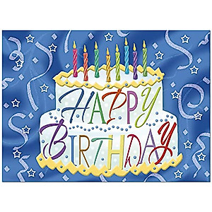 25 Happy Birthday Cards - Festive Cake Design - 26 White Envelopes - FSC Mix