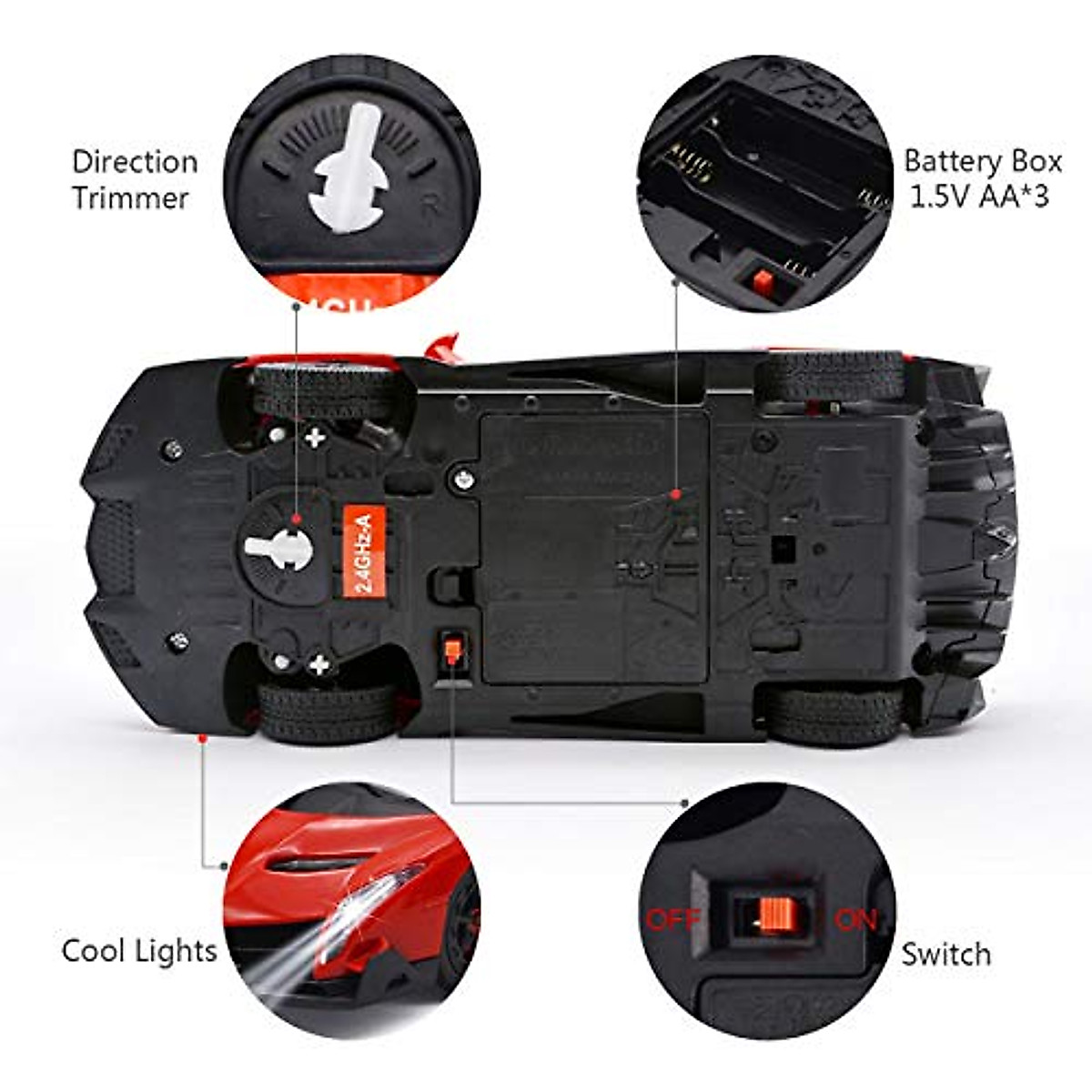 QUN FENG Remote Control RC CAR Racing Cars Compatible with Lamborghini Veneno Officially Licensed 1:24 Toy RC Cars Model Vehicle for Boys 6,7,8 Years Old,red