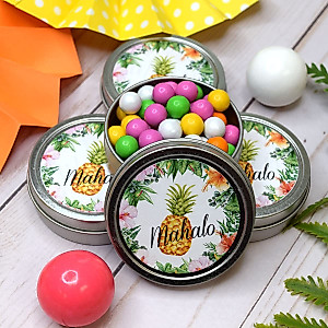 Watercolor Pineapple Mahalo Thank You Sticker Labels, 40 2" Party Circle Stickers by AmandaCreation, Great for Party Favors, Envelope Seals & Goodie Bags