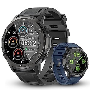 Basznrty Smart Watch for Men Fitness: (Make/Answer Call) Bluetooth Military Smartwatch for Android iPhone Phones Waterproof Outdoor Tactical Digital Sport Run Watches Tracker Sleep Heart Rate Monitor
