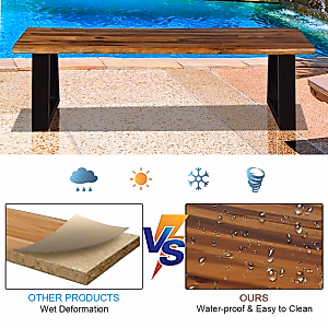 Giantex Wooden Dining Bench Seating Chair Rustic Indoor &amp;Outdoor Furniture (Rustic Brown&amp;Black)