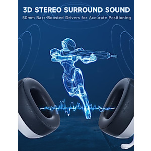 Gvyugke 2.4GHz Wireless Gaming Headsets for PS5, PS4, PC, Switch - Bluetooth 5.3 Gaming Headphones with Noise Canceling Mic, 7.1 Surround Sound, 70H Battery, Gaming Lighting - White