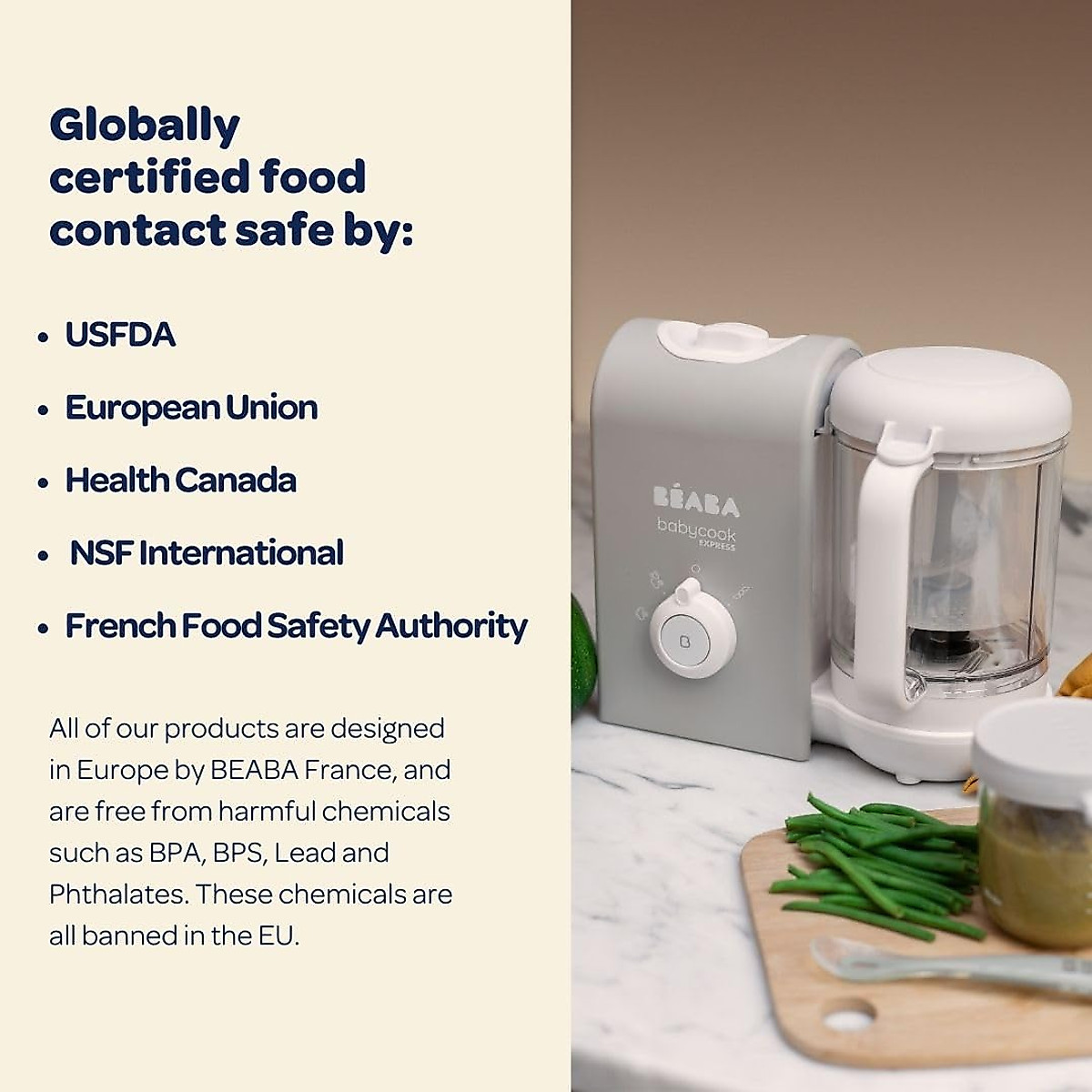 BEABA Babycook Express - the Fastest Babycook, Baby Food Maker, Baby Food Processor, Baby Food Steamer, Large Capacity, Make 34 Servings of Healthy Food for Baby in 15 Mins, Baltic Blue