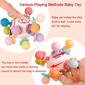 Toiyese Baby Montessori Toys 6 to 12 Months, Teething & Rattle Toys for Babies 0-6 Months, Sensory Educational Toys for Toddler, Travel Toys for Car Seat/Crib, Birthday Gifts for 1 Year Old Boys Girls