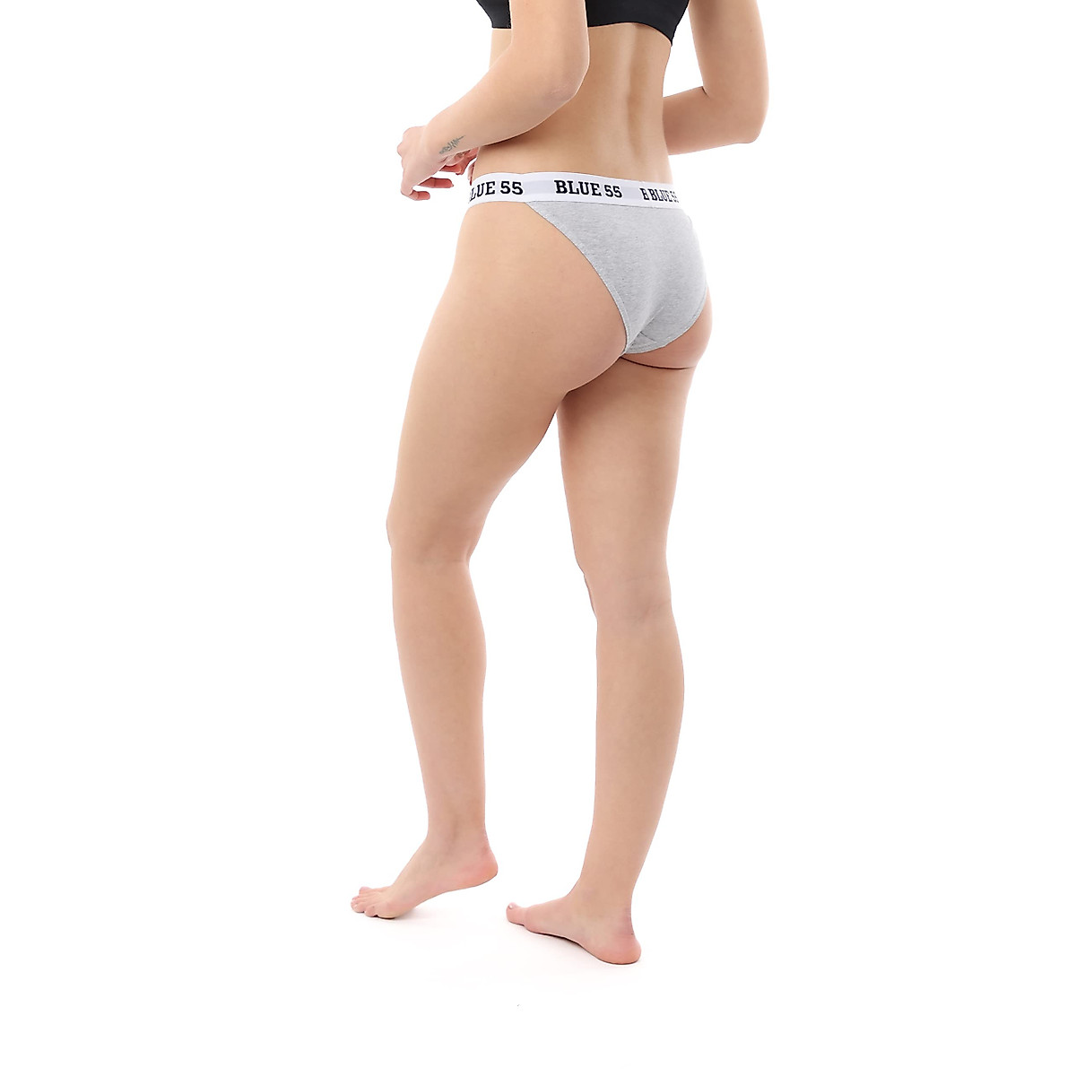 Blue 55 Women's Boyshort & Bikini Tanga underwear breathable cotton panties, tag free Brief(Medium, 3PK:1Black 1White 1H.Grey-Bikini/Tanga)