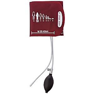 Welch Allyn REUSE-12-2BV FlexiPort Reusable Blood Pressure Cuffs with Inflation System, Large Adult, Size 12