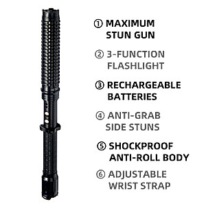 MALTERZER Rechargeable Self-Defense Flashlight Perfect for Pet Walking, Portable, Survival, Outdoors (Black)