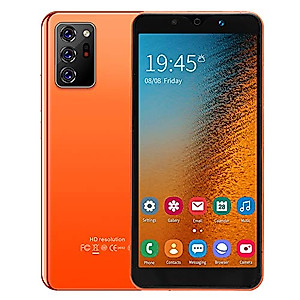 Jazar Smartphone, Powerful Processor Dual Cards Dual Standby 128Gb Expandable Storage Fingerprint Unlock Smart Phone, Note30 plus 854 x 480 Resolution for 8.1, Orange