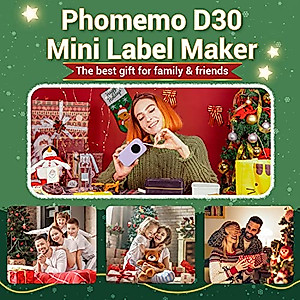 Phomemo D30 Label Makers Machine with Tape - Portable Bluetooth Mini Sticker Thermal Label Printer Handheld Rechargeable, Easy to Use for Office Home Organization, Rich Icon Font Multiple Templates