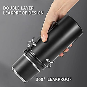 Tnnkmy Insulated Water Bottle-Large Stainless Steel Bottle with Drinking Cup,Double Walled Outdoor Sport Travel Mug,Vacuum Flask 800ml