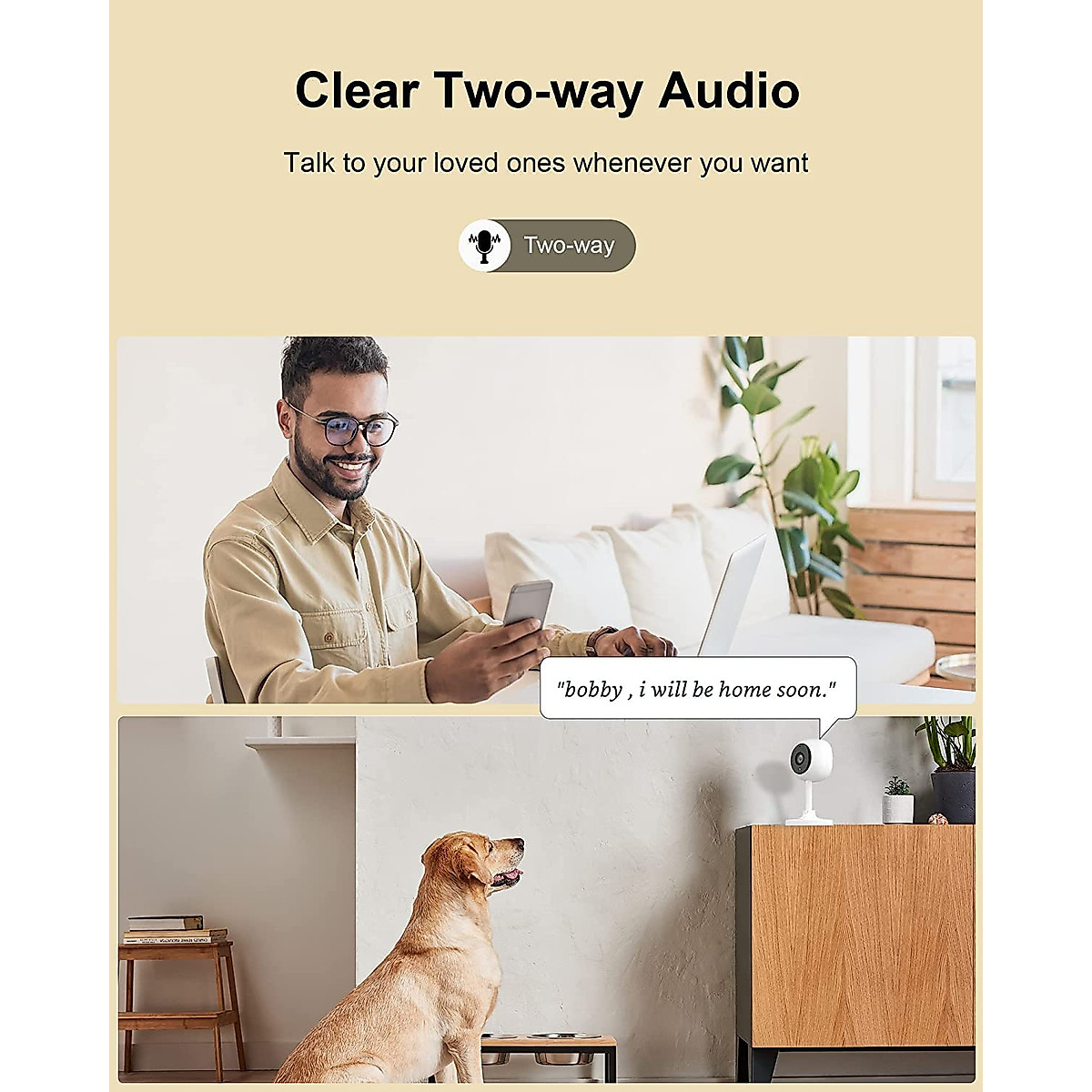 VENZ 2pcs Indoor Security Camera,1080P HD Plug-in WiFi Home Camera for Baby/Dog/Cat/Pet with Phone App,2 Way Audio,Motion Detection,Night Vision,Compatible with Alexa & Google