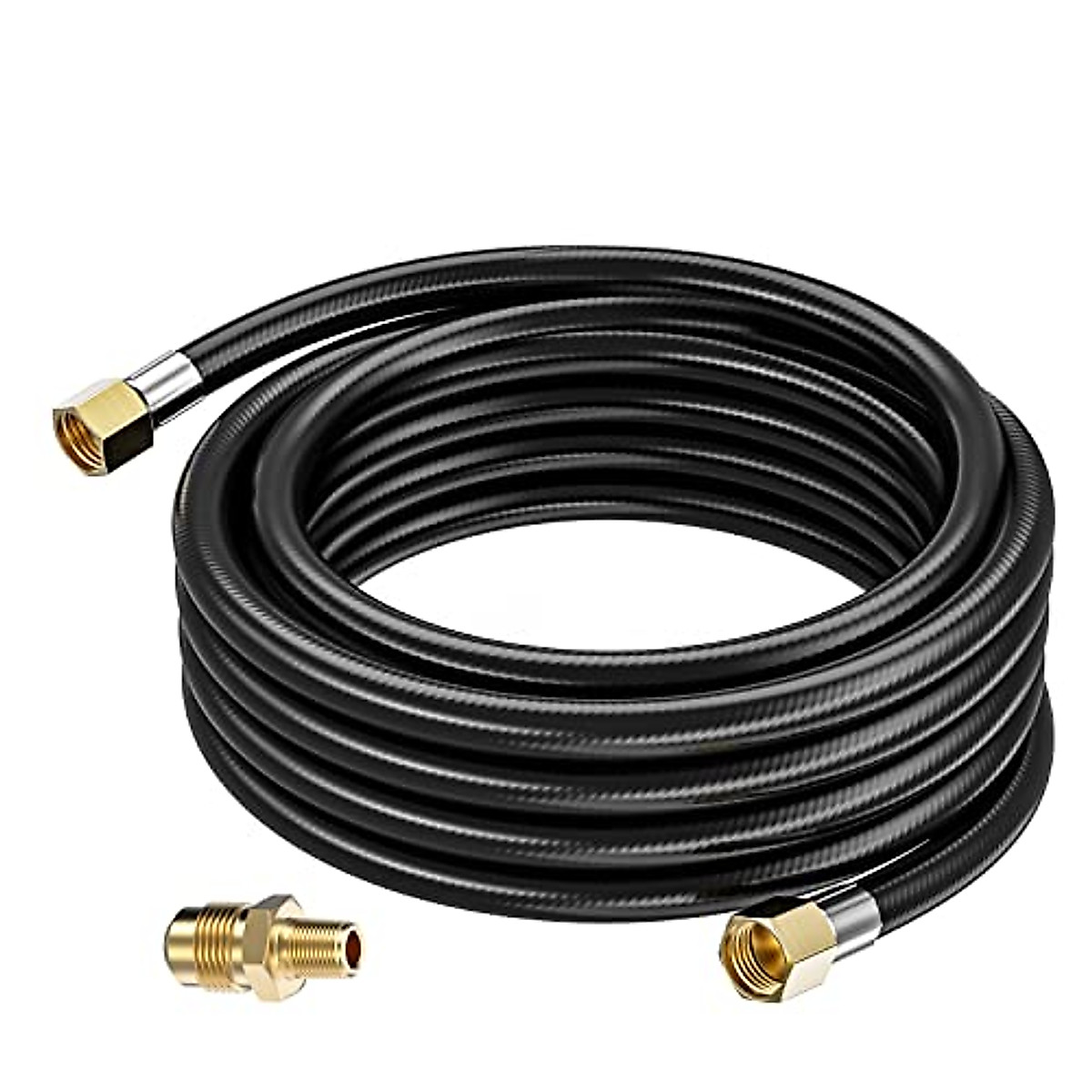 PatioGem Propane Hose Extension 20FT, Both Ends 3/8" Female Flare Propane Hose Assembly, Pipe Fitting 3/8" Flare x 1/8" MNPT, Extension Gas Line for Propane Appliances, LP Gas Hose