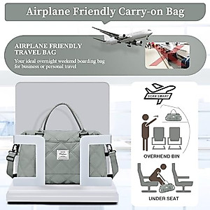 Weekender Bags for Women Travel, Overnight Travel Duffel Bag with Wet Pocket and Separate Toiletry Bag, Airplane Personal Item Travel Bag, Travel Tote Bag Carry On Bags,Gym Bag