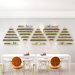 Metal Triangle Nail Polish Racks for The Wall Shelves Essential Oil Storage Shelf, Nail Salon Shop Iron Wall Mounted Display Rack Perfume Shelf Cosmetic Cabinet Spice Rack Organizer Holds (Gold 6pcs)