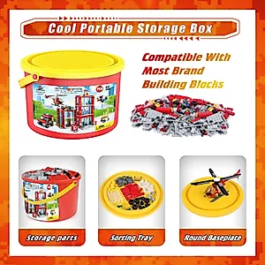 WishaLife City Fire Station Building Blocks Set, Fire Truck, Helicopter, Drone, Rescue Gear, Fire Command Center Playset, Firefighters Roleplay Toy Gifts for Kids Boys Girls Ages 6+ (744 Pieces)