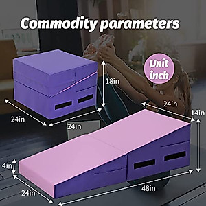 BestMassage Gymnastics Mat Incline Mat Tumbling Mat Folding Gymnastic Tumbling Mat Indoor/Outdoor Exercise Mat Home Gym Yoga Mat with Handle